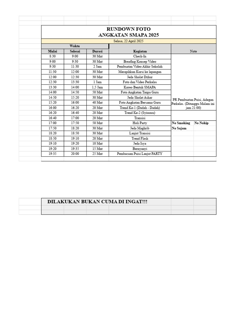 RUNDOWN SMAPA - Sheet1 | PDF