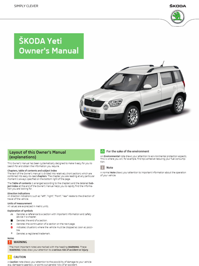 A-SUV Yeti OwnersManual | PDF | Engines | Seat Belt