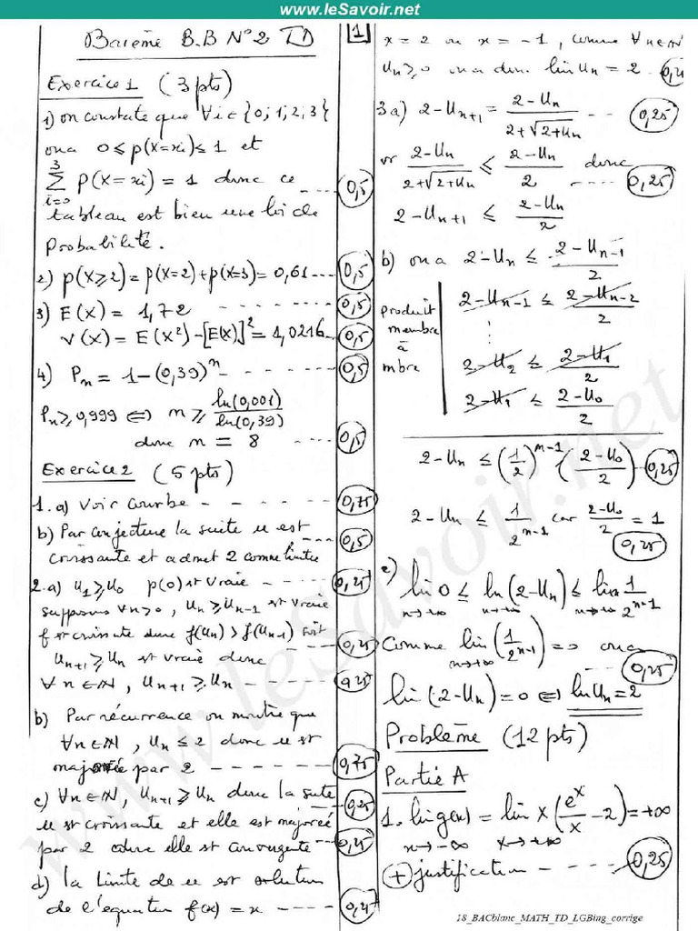 18 BACblanc MATH TD LGBing Corrige | PDF