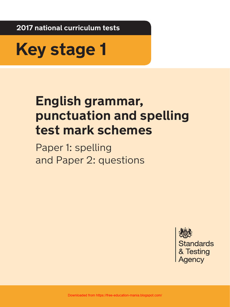 2017 KS1 English SPAG Test Mark Schemes | PDF | Question | Letter Case