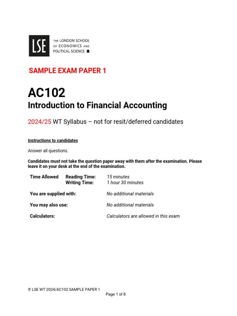 AC102 - Sample Question Paper 1 | PDF | Book Value | Equity (Finance)