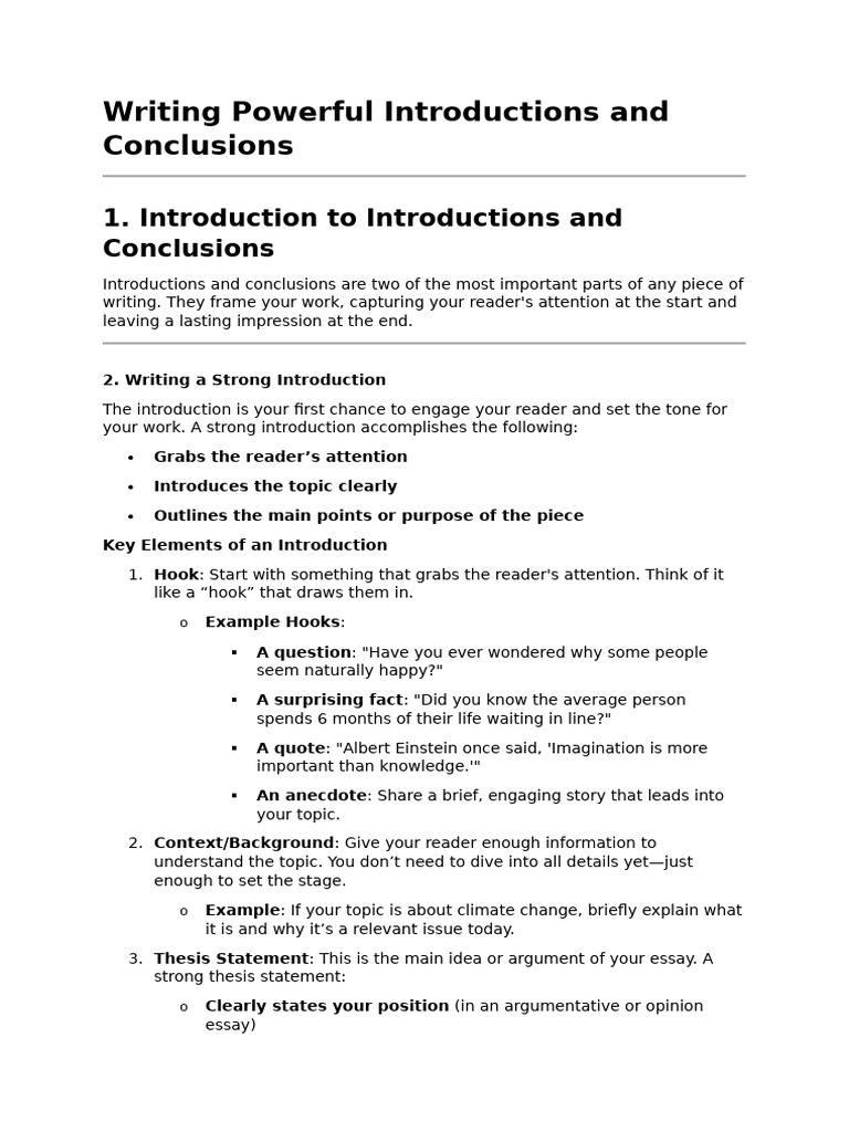 Crafting Engaging Introductions & Conclusions | PDF | Essays | Adolescence