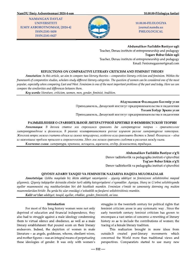 NAMdu Maqola BOBUR | PDF