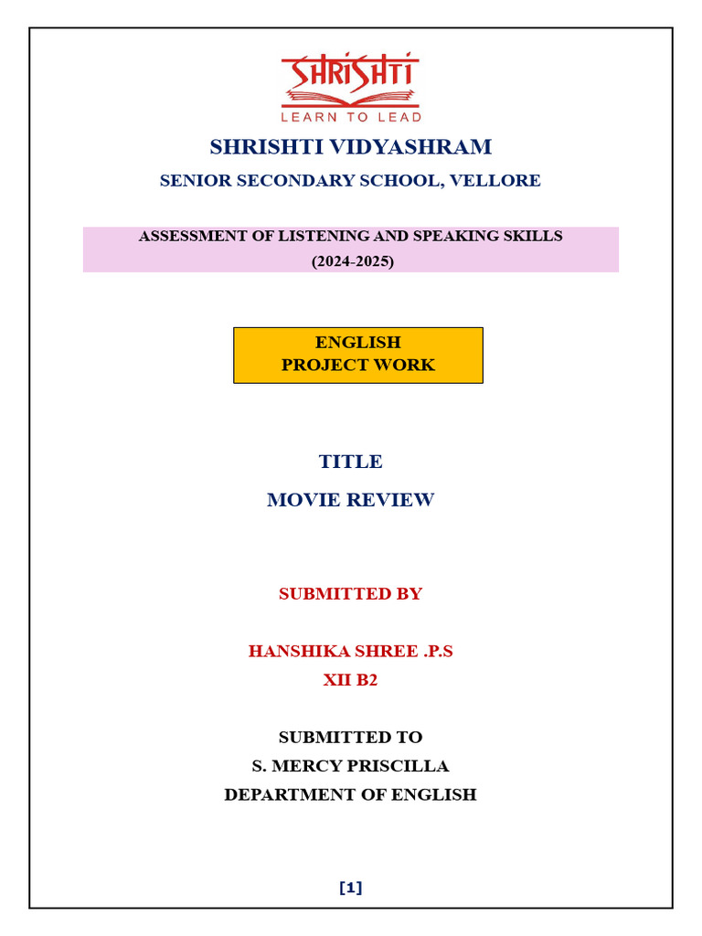 Hanshikashree XII-B2 English Project Final 2 | PDF | Little Women | Psychology