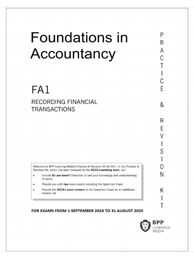 2 FA1 Practice & Revision Kit BPP 2025 | PDF