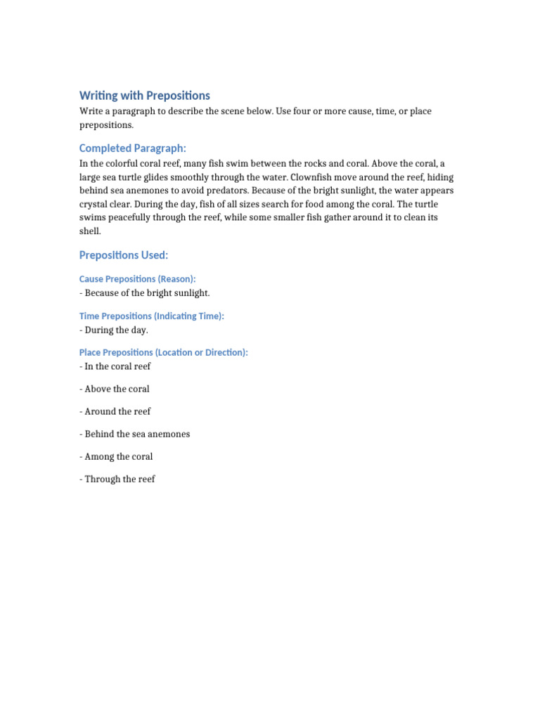 Writing With Prepositions | PDF