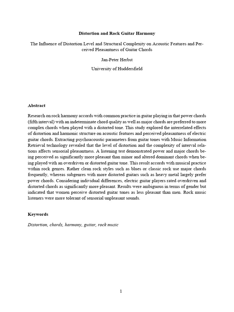 Distortion and Rock Guitar Harmony | PDF | Harmony | Chord (Music)