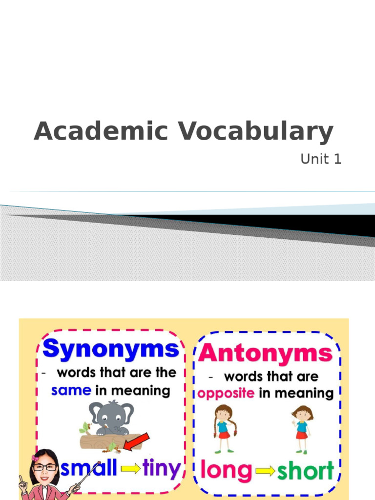 Academic Vocabulary Unit 1 Guide | PDF