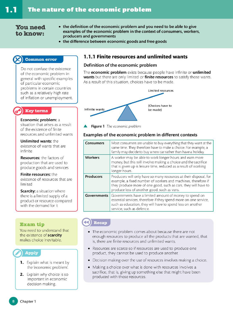 1.1 The Nature of Economic Problem | PDF