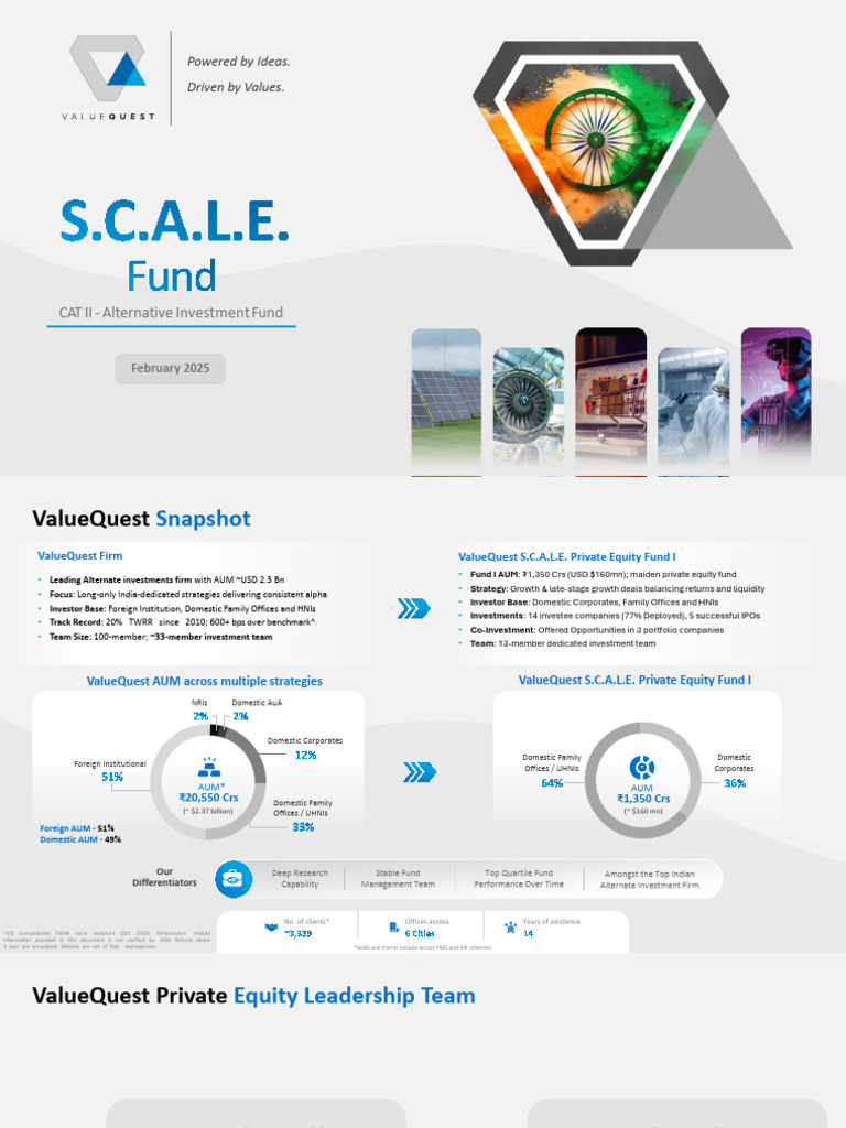 ValueQuest S.C.A.L.E. Fund Overview 2025 | PDF | Private Equity | Investing