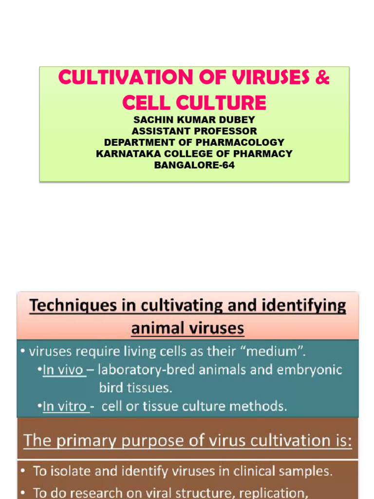 Virus Cultivation Methods Overview | PDF | Cell Culture | He La