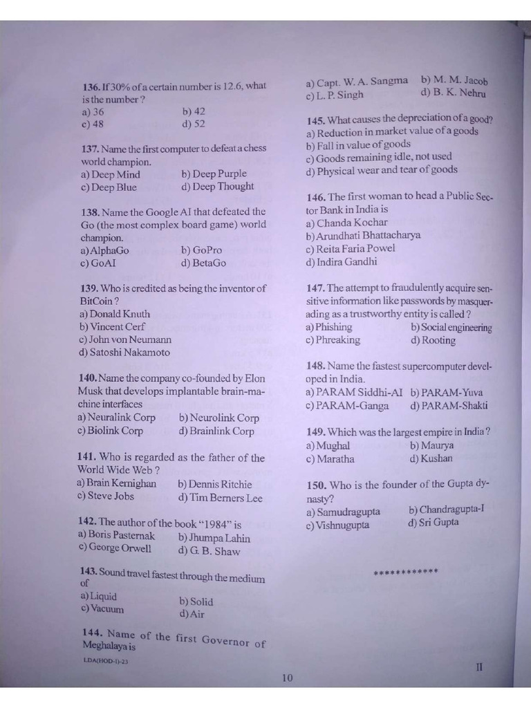 MPSC (Lda Question Booklet) | PDF