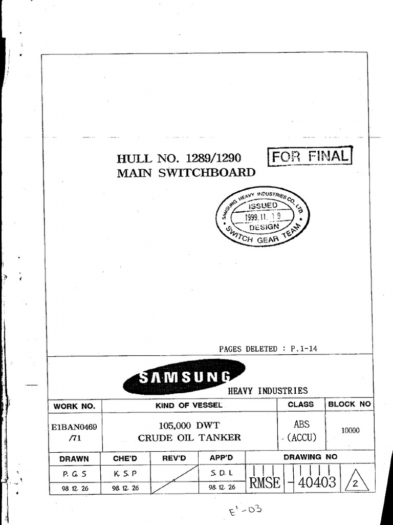 E-03 Main Switchboard | PDF