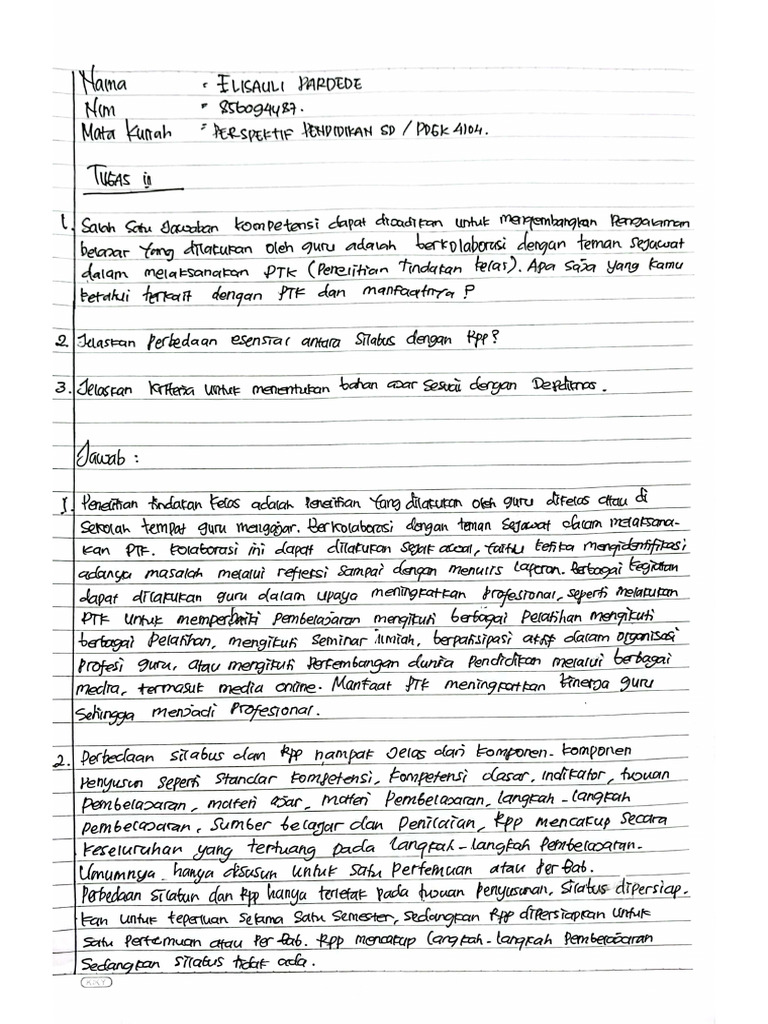 TT3 - Elisauli Pardede - 856094487 - Perspektif Pendidikan SD PDGK4104 | PDF