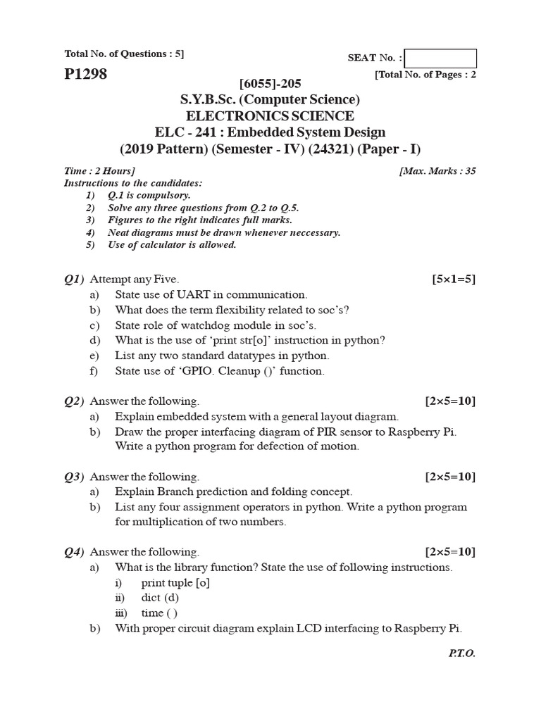 Embedded System Design Exam Paper | PDF