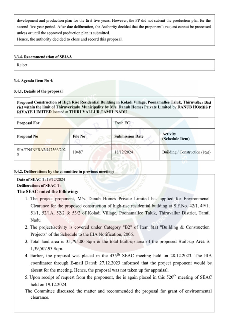 Danub SEIAA Minutes | PDF