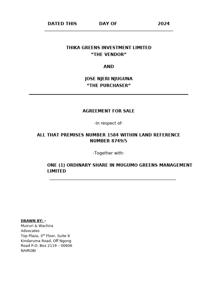 Thika Greens Land Sale Agreement | PDF | Lease | Arbitration