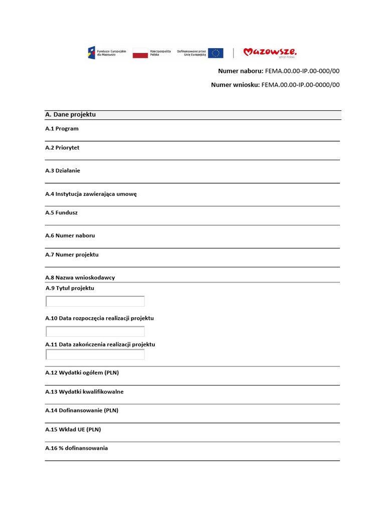 Wzór Wniosku o Dofinansowanie Projektu | PDF