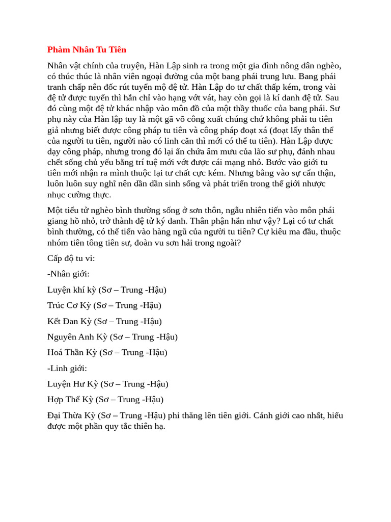 Phàm Nhân Tu Tiên | PDF