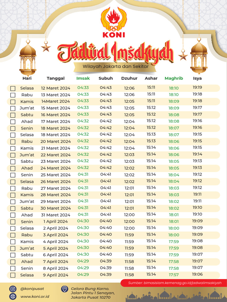 Jadwal Imsakiyah KONI | PDF