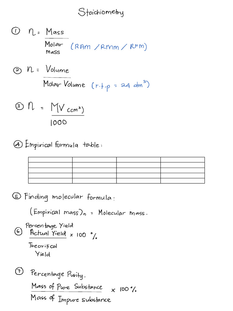 Stoichiometry Formula | PDF