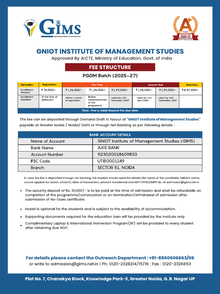 PGDM Fee Structure 2025 | PDF