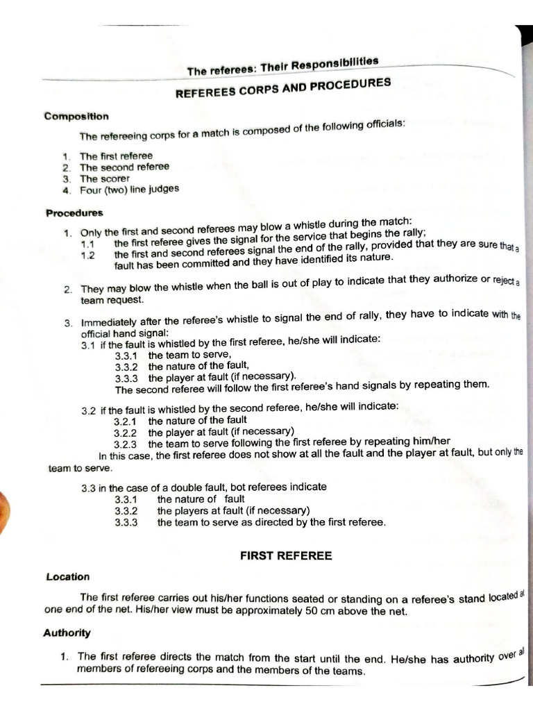 Volleyball Referee's Duty and Responsibilities | PDF