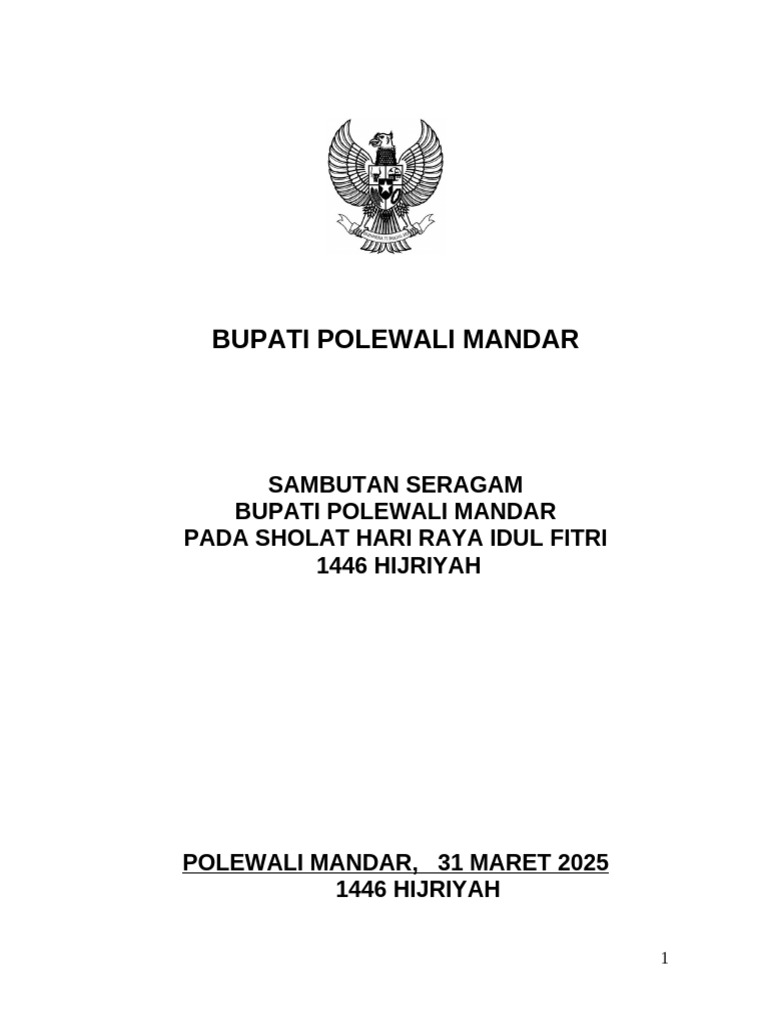 SBT. Sambutan Idul fITRI 2025 FIX | PDF