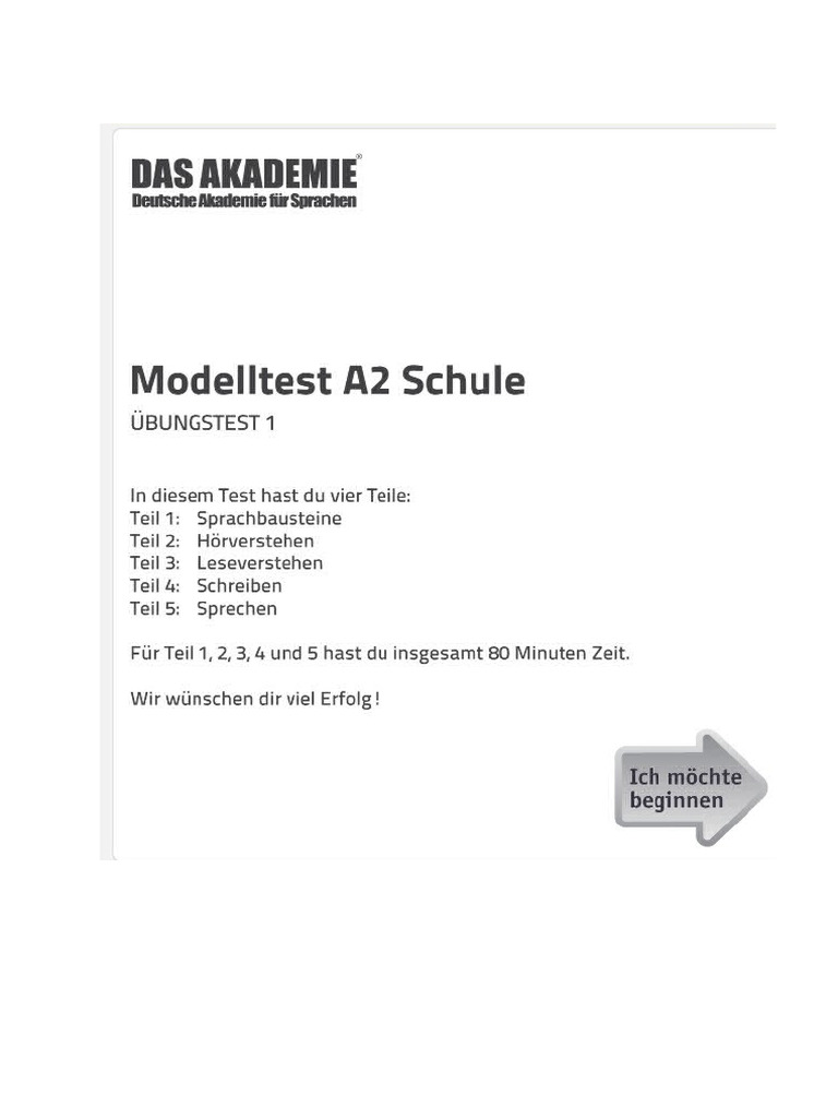 Modelltest A2 Schule | PDF