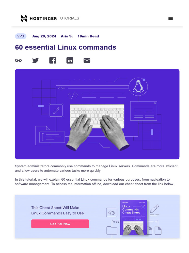 60 Essential Linux Commands Guide | PDF | Zip (File Format) | Domain ...