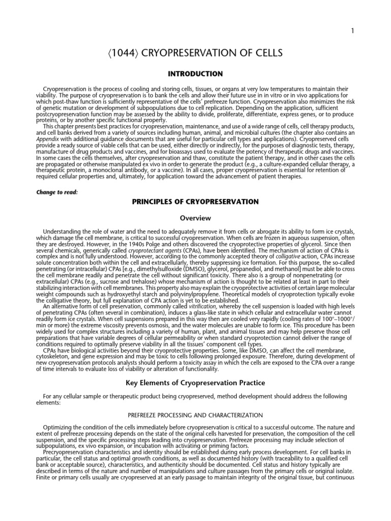 Best Practices in Cell Cryopreservation | PDF | Hematopoietic Stem Cell Transplantation | Blood ...