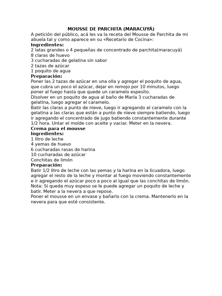 Mousse de Parchita | PDF