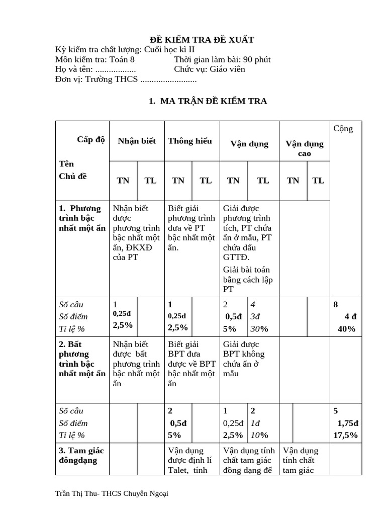 Gv4-De KT Cuoi Hkii-Toan 8-Dinh Tien Khue | PDF