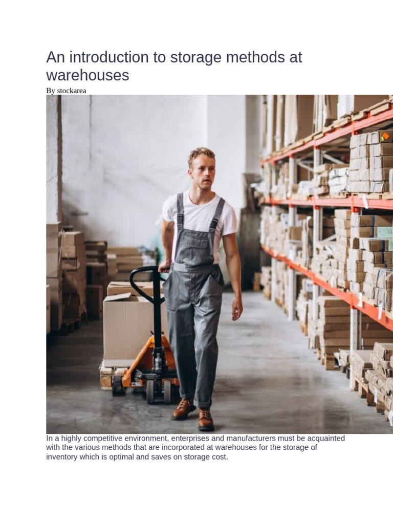 An introduction to storage methods at warehouses | PDF | Warehouse | Pallet