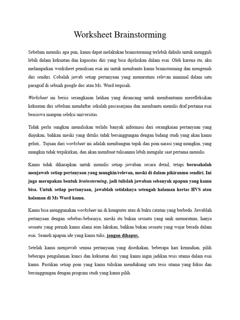 Worksheet Brainstorming | PDF