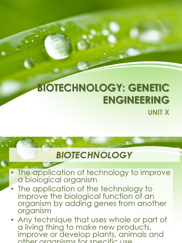 UNIT 010 Biotechnology Genetic Engineering | PDF | Genetically Modified ...