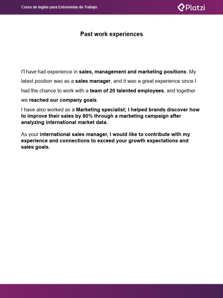 Past Work Experiences | PDF