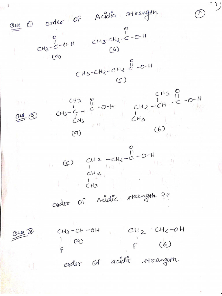 Acidic Basic Strength Questions | PDF