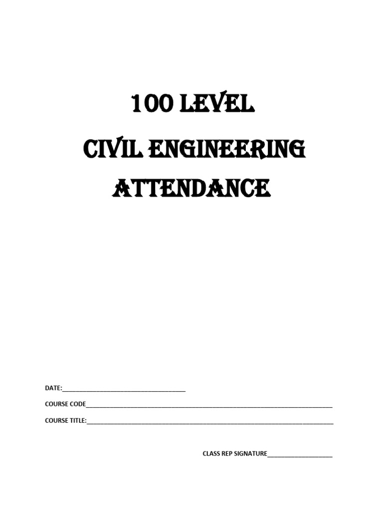 100 Level Civil Engineering Attendance-1 | PDF