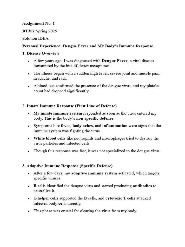 BT302 Assignment 1 Solution IDEA | PDF | Immune System | Virus