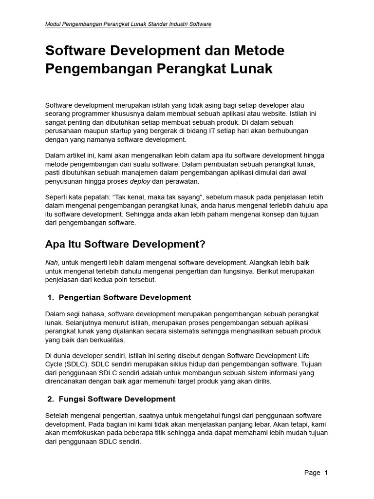 Panduan Lengkap Software Development SDLC | PDF