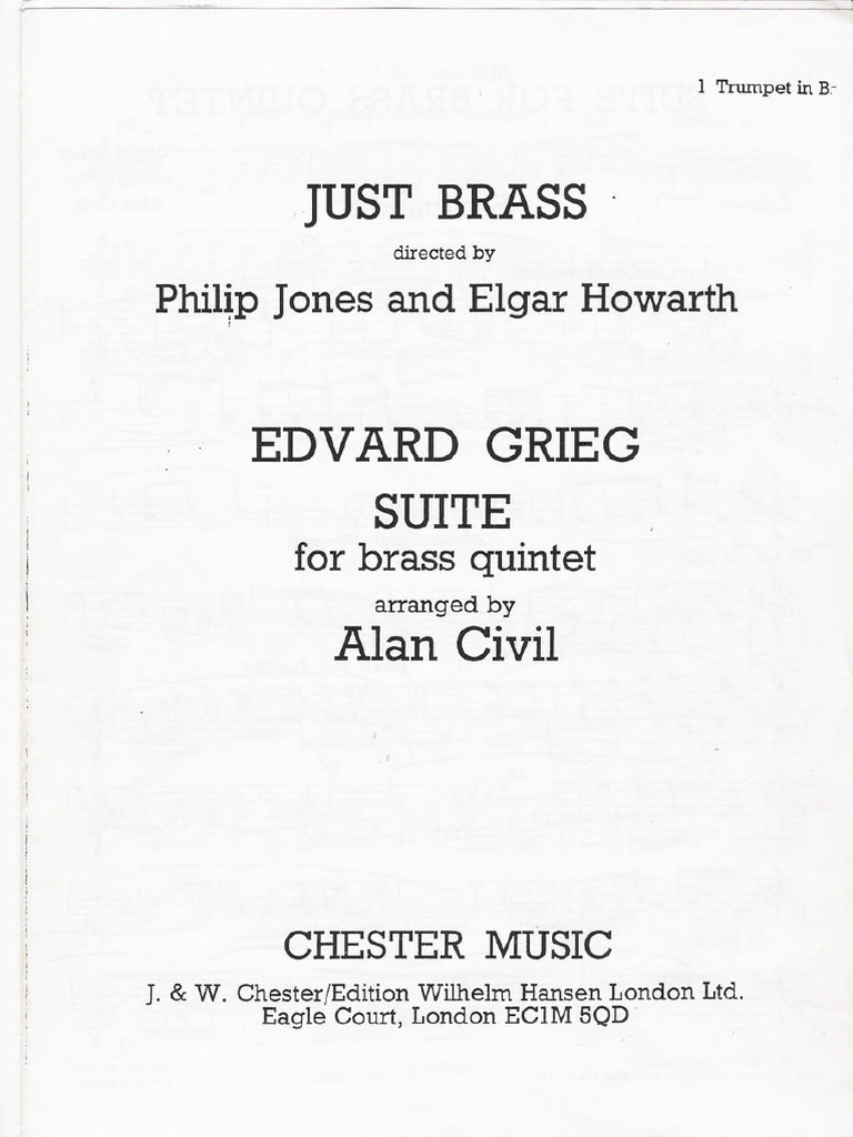 Edvard Grieg Suite For Brass Quintetpdf Compress | PDF | Brass ...