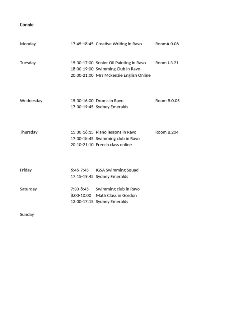 Connie Timetable Term 1 2025 | PDF