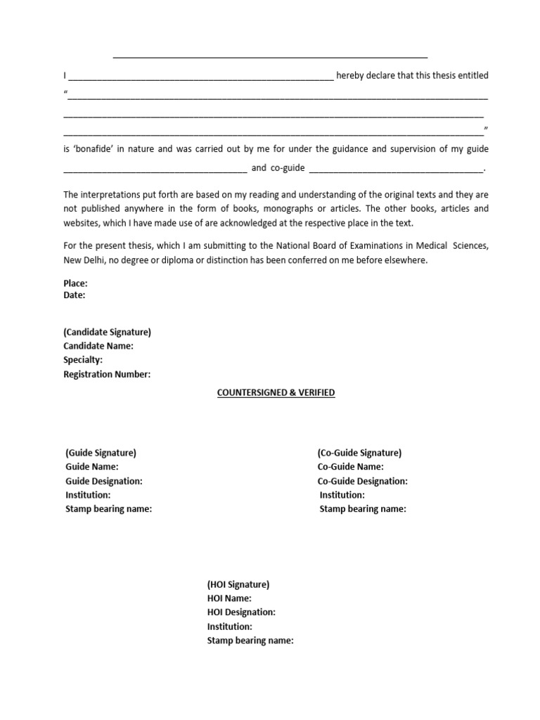 Thesis Declaration and Undertaking Form | PDF