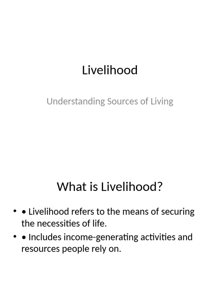 Livelihood Presentation | PDF
