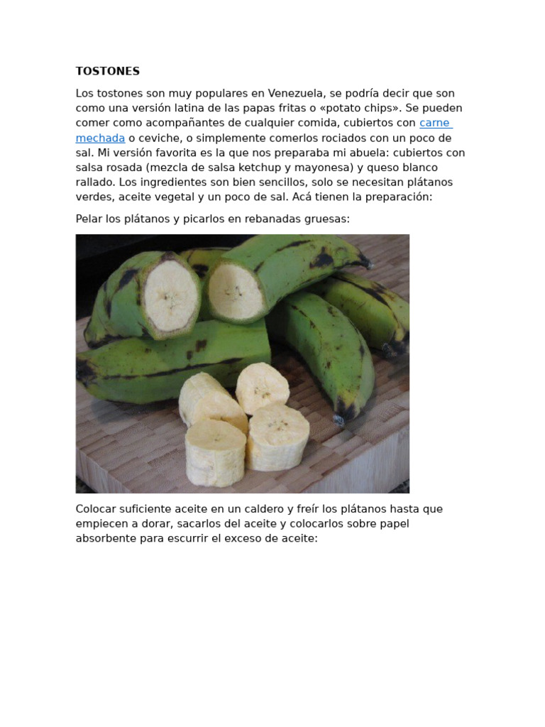 Receta de Tostones Venezolanos Fáciles | PDF