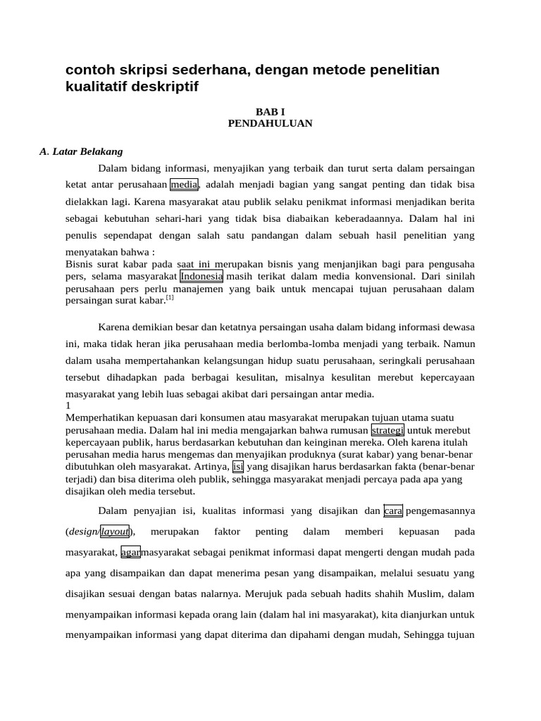 Contoh Penelitian Kualitatif Deskriptif | PDF