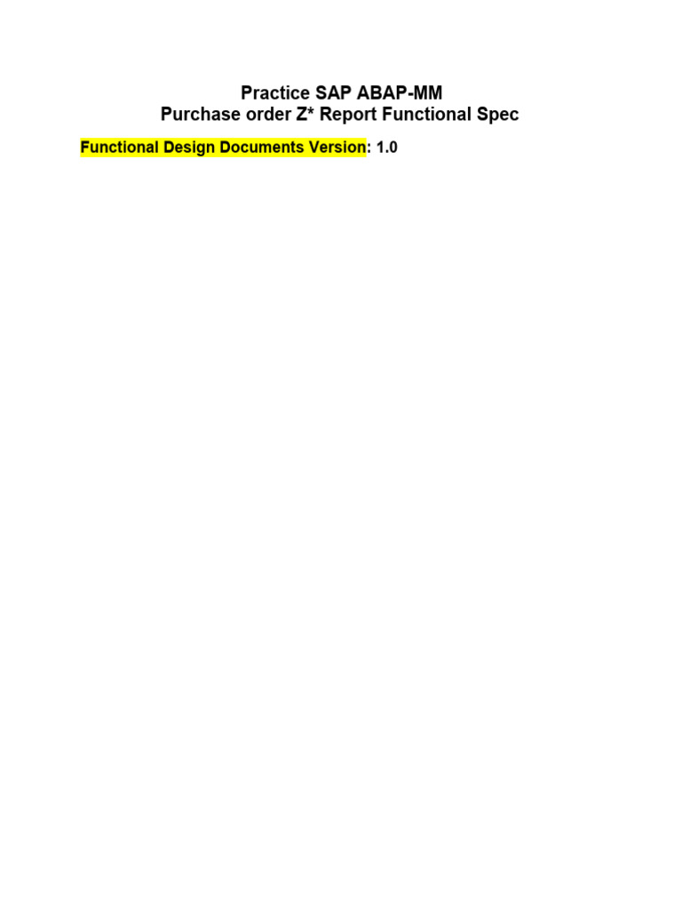 Functional Spec SAP MM Purchase Order Report 1732219745 | PDF | Parameter (Computer Programming ...