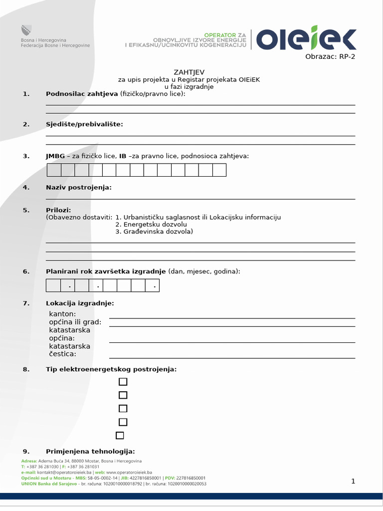 Oieiek Obrazac RP 2 4 | PDF