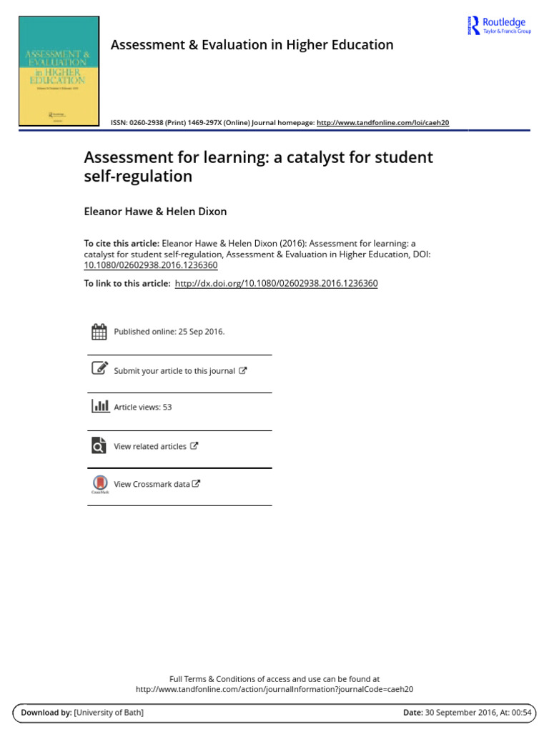 Assessment For Learning A Catalyst For Student2 | PDF | Learning | Pedagogy